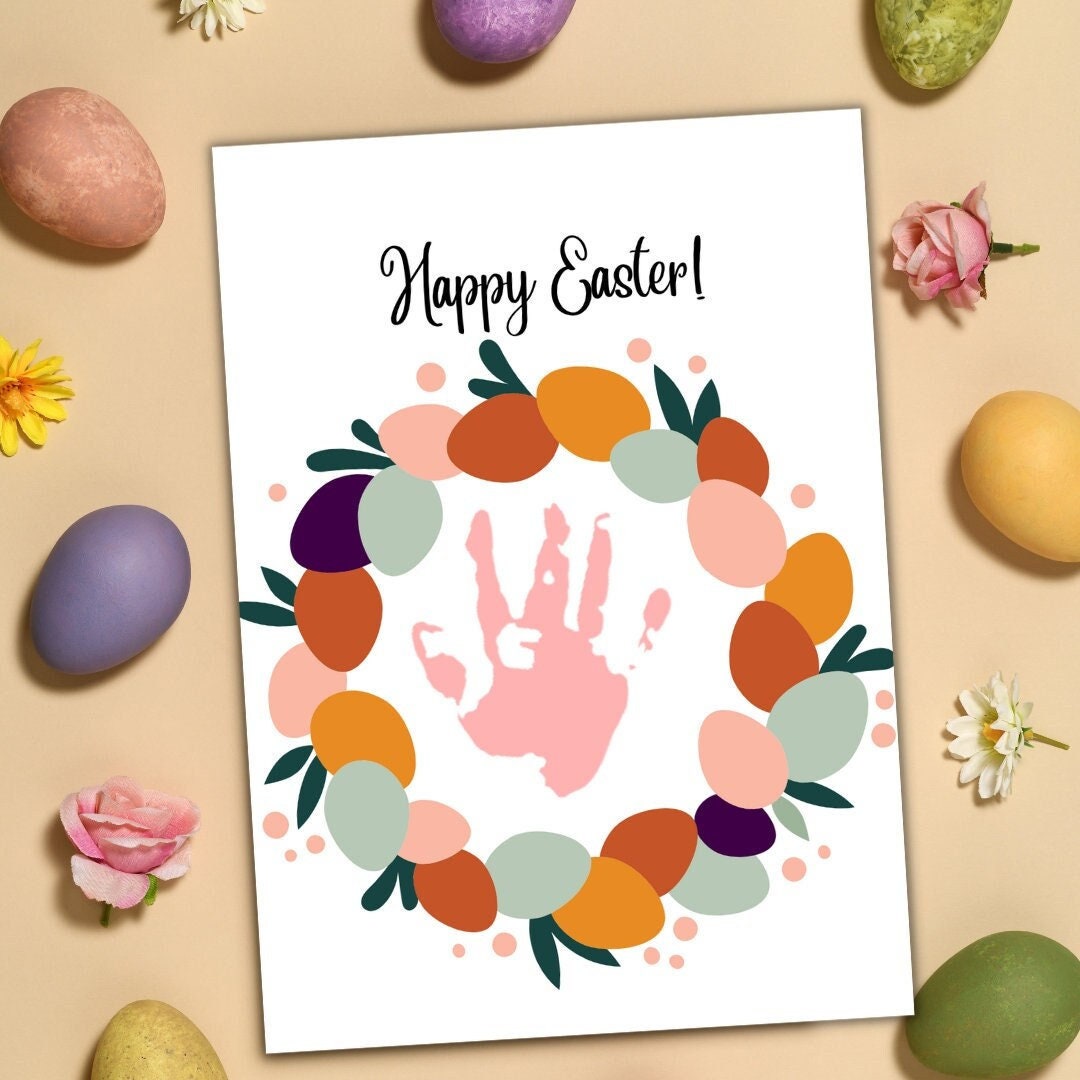 Happy Easter Handprint Printable | Easter Footprint Art | Easter ...