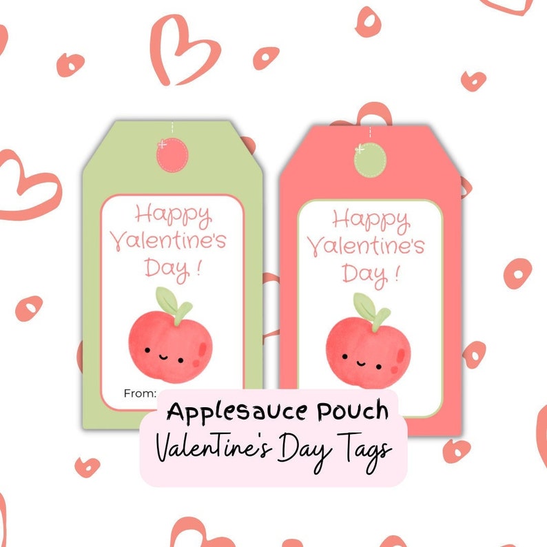 Applesauce Pouch Valentine's Day Tags | Printable Gift Tag for ...