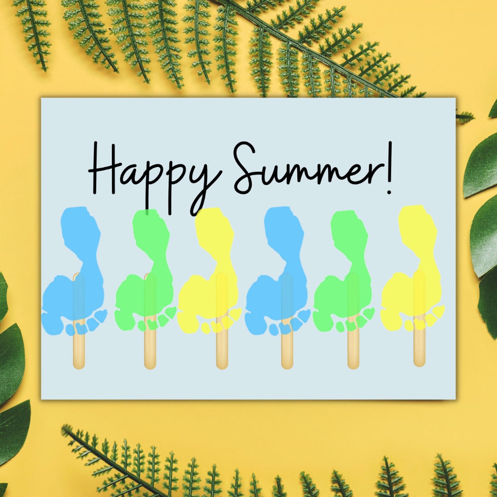Rainbow Popsicle Footprint Art Printable | Happy Summer Popsicle ...