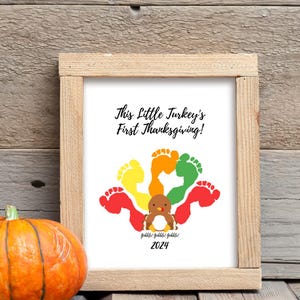 My First Thanksgiving Turkey Footprint Art Craft Printable | Turkey ...