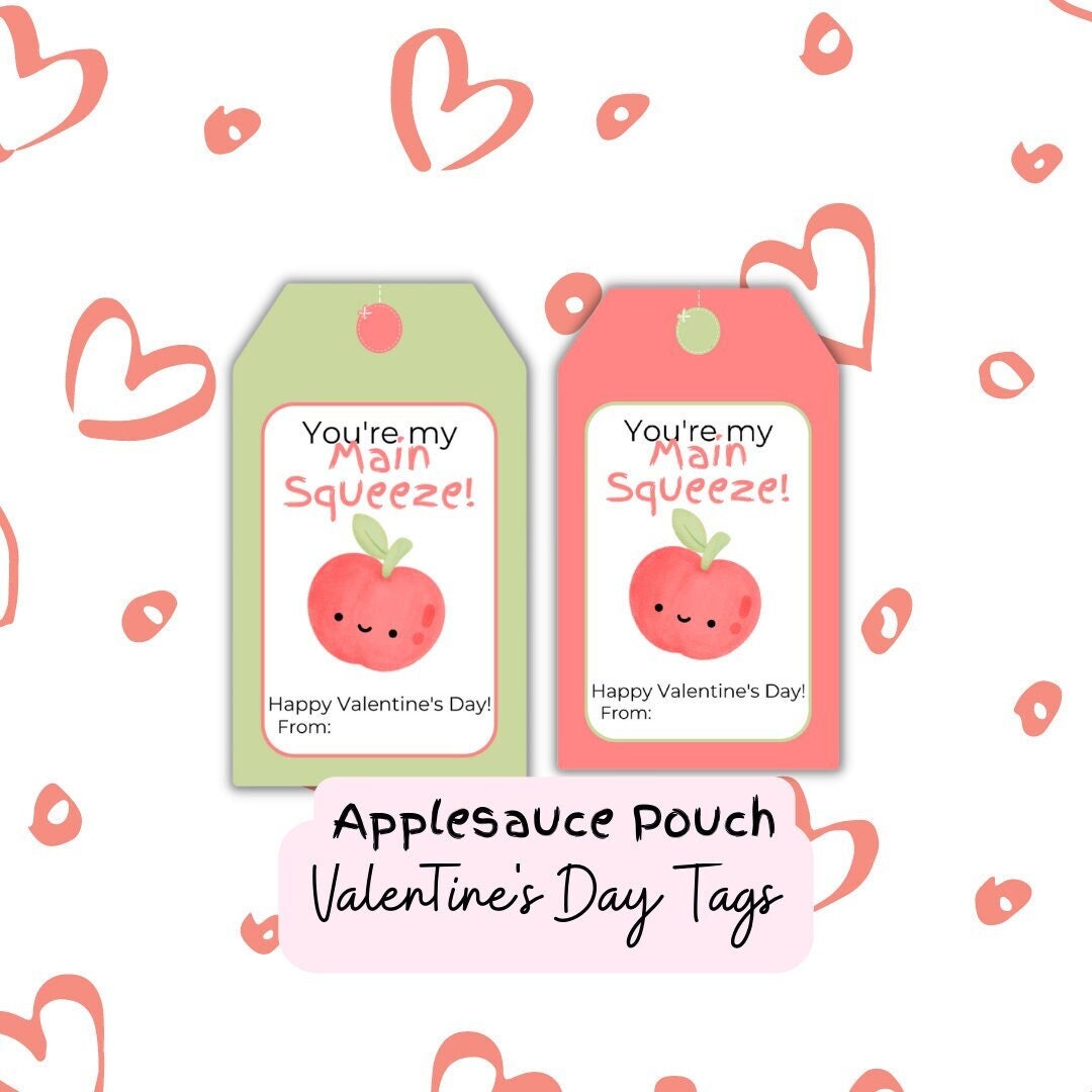 Applesauce Pouch Valentine's Day Tags | Printable Gift Tag for ...