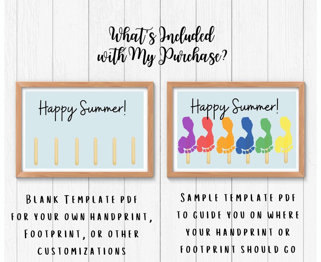 Rainbow Popsicle Footprint Art Printable | Happy Summer Popsicle ...