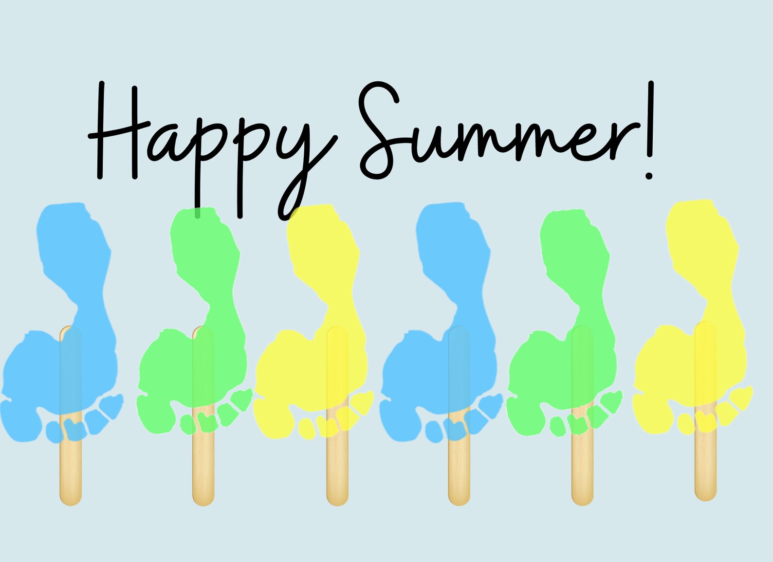 Rainbow Popsicle Footprint Art Printable | Happy Summer Popsicle ...