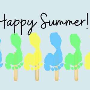 Rainbow Popsicle Footprint Art Printable | Happy Summer Popsicle ...