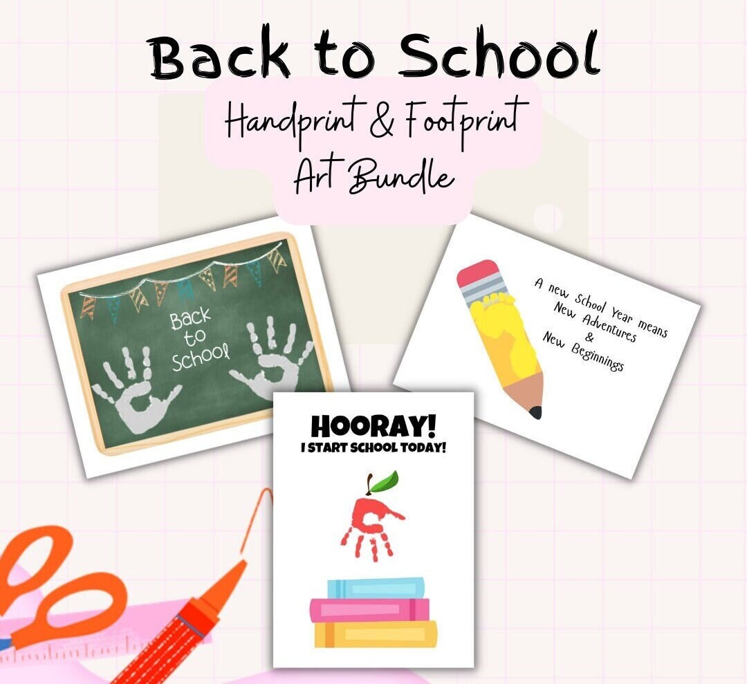 Back to School Handprint Art Bundle | School Footprint Craft | First ...