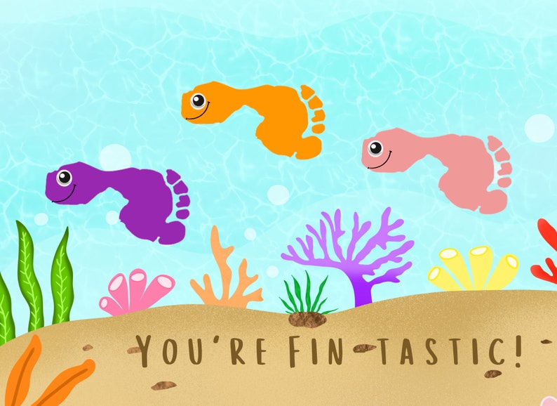 You're Fin-tastic Fish Handprint Art | Summer Ocean Fish Footprint Art ...
