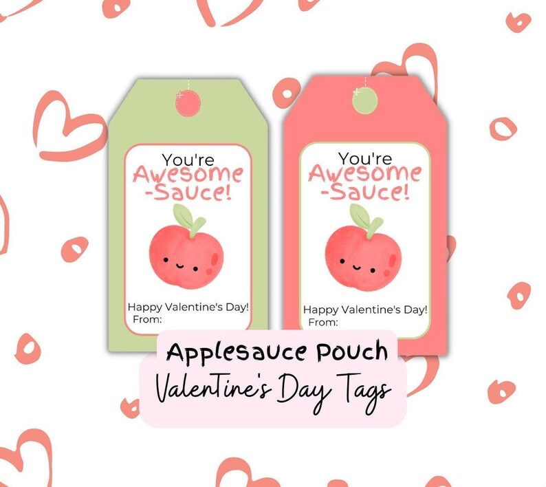 Applesauce Pouch Valentine's Day Tags | Printable Gift Tag for ...