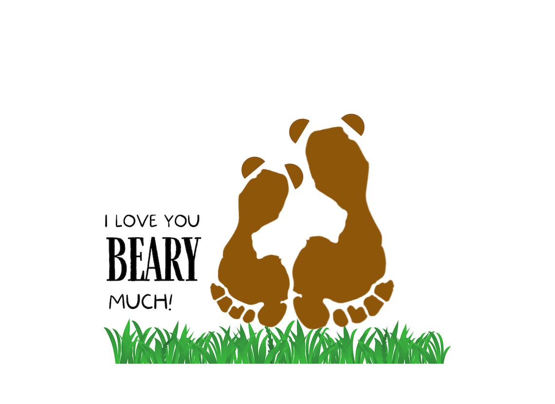 I Love You Beary Much Footprint Art Mama Bear Baby Bear - Etsy