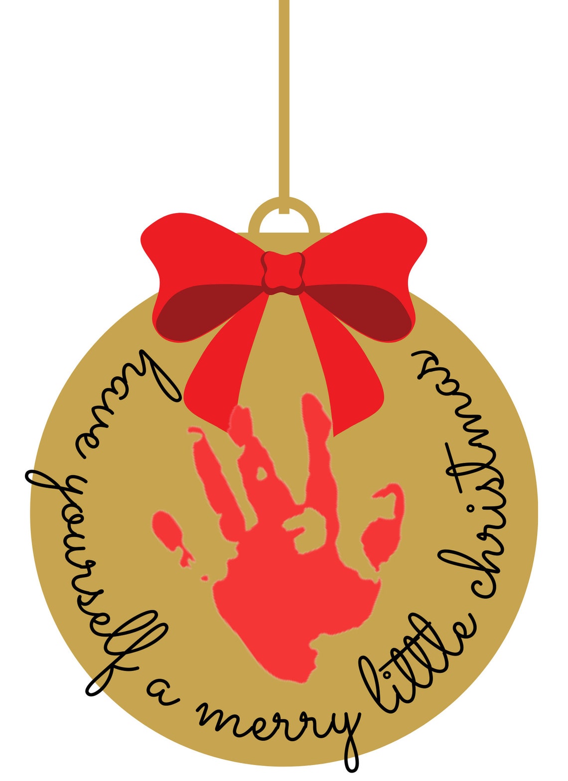 Merry Christmas Handprint Art Printable Christmas Ornament - Etsy
