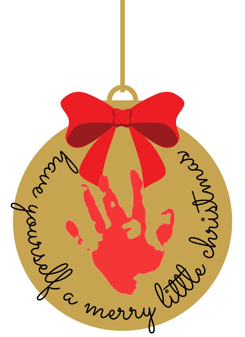 Merry Christmas Handprint Art Printable Christmas Ornament - Etsy