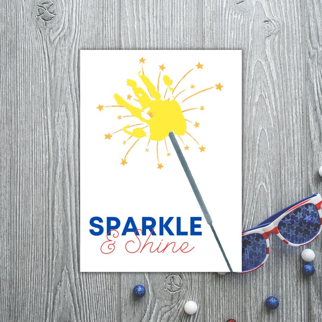4th of July Handprint Printable Fourth of July Sparkler Handprint Craft ...