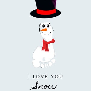 Snowman Footprint Art | Snowman I Love You Snow Much Footprint Art ...