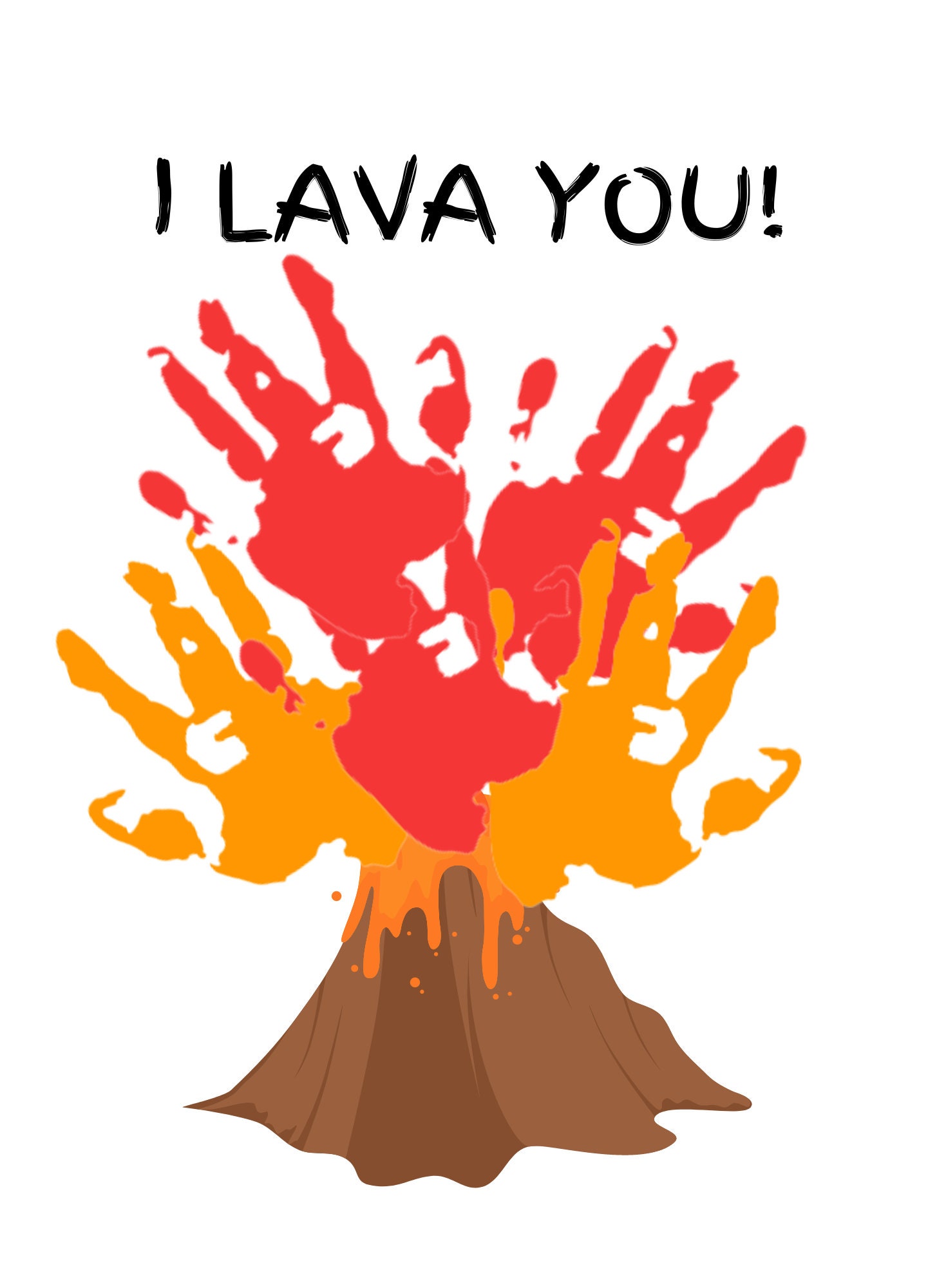 I Lava You Volcano Handprint Art | Volcano Footprint Art | Science ...