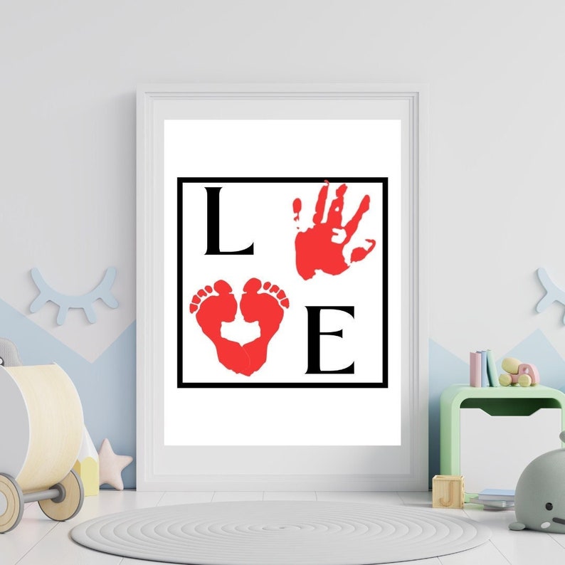 LOVE Handprint Printable and Footprint Art | Footprint Craft ...
