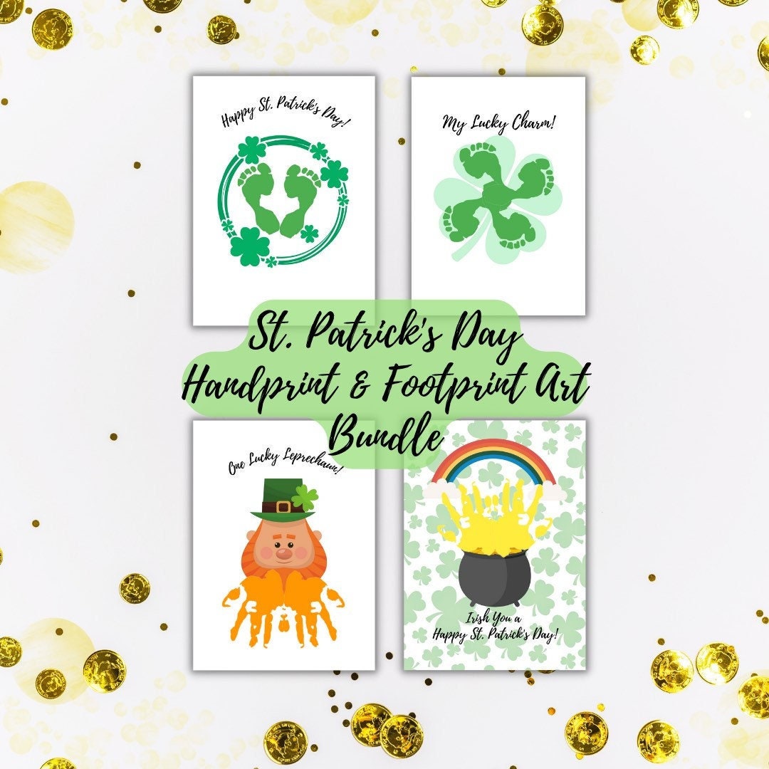 St. Patrick's Day Footprint Art Bundle St. Patrick's Day Handprint ...