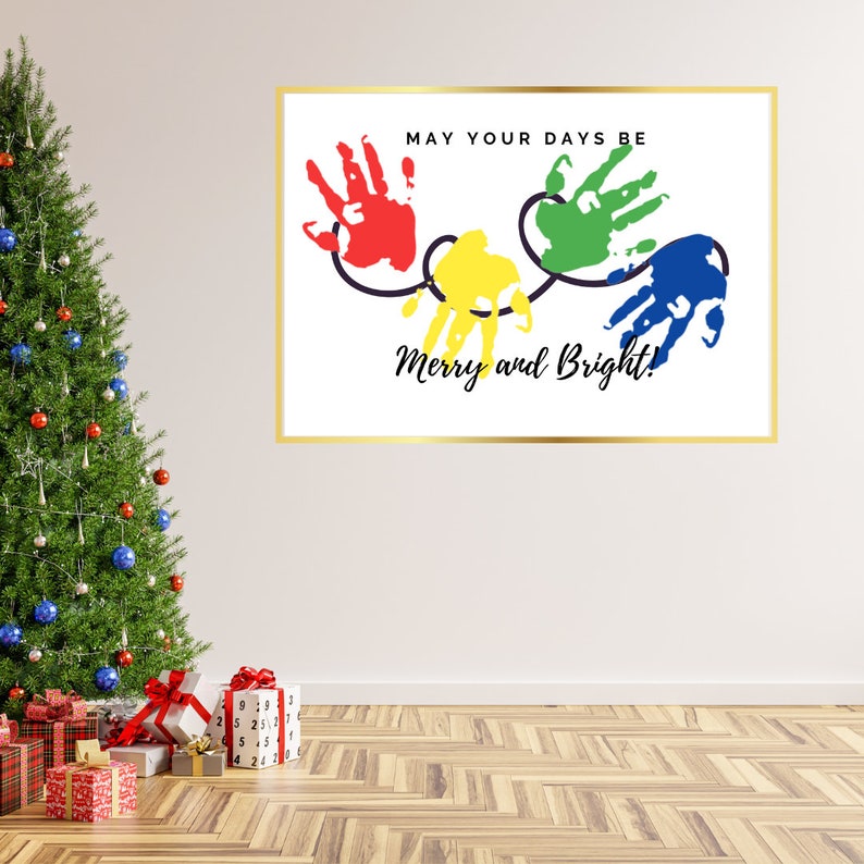 Christmas Lights Handprint and Footprint Art Printable Merry - Etsy