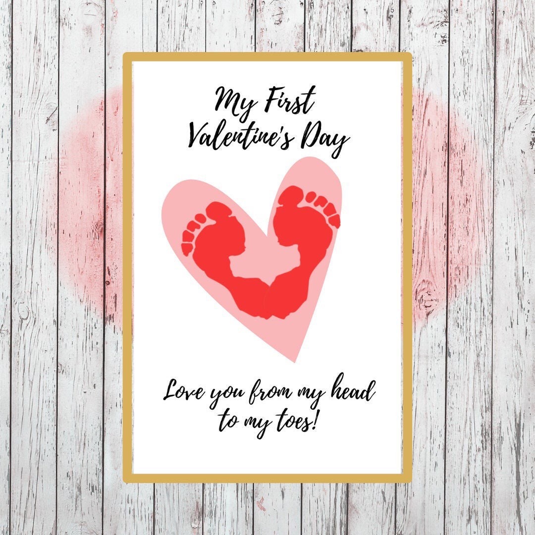 My First Valentine's Day Footprint Art Printable Valentine's Day Craft ...