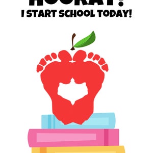 Back to School Apple Handprint Art Printable | Back to School Footprint ...