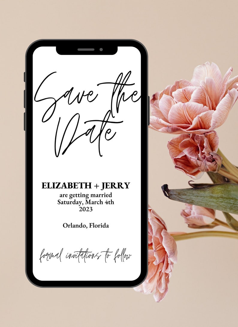 Minimalist Wedding Save the Date Electronic Save the Date - Etsy