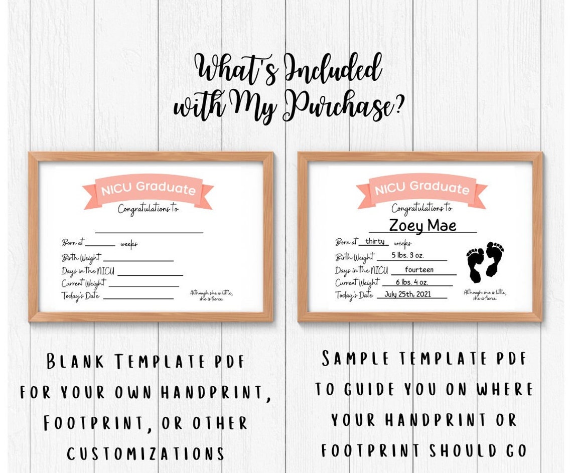 Baby Footprint Certificate | NICU Graduate Certificate | NICU ...