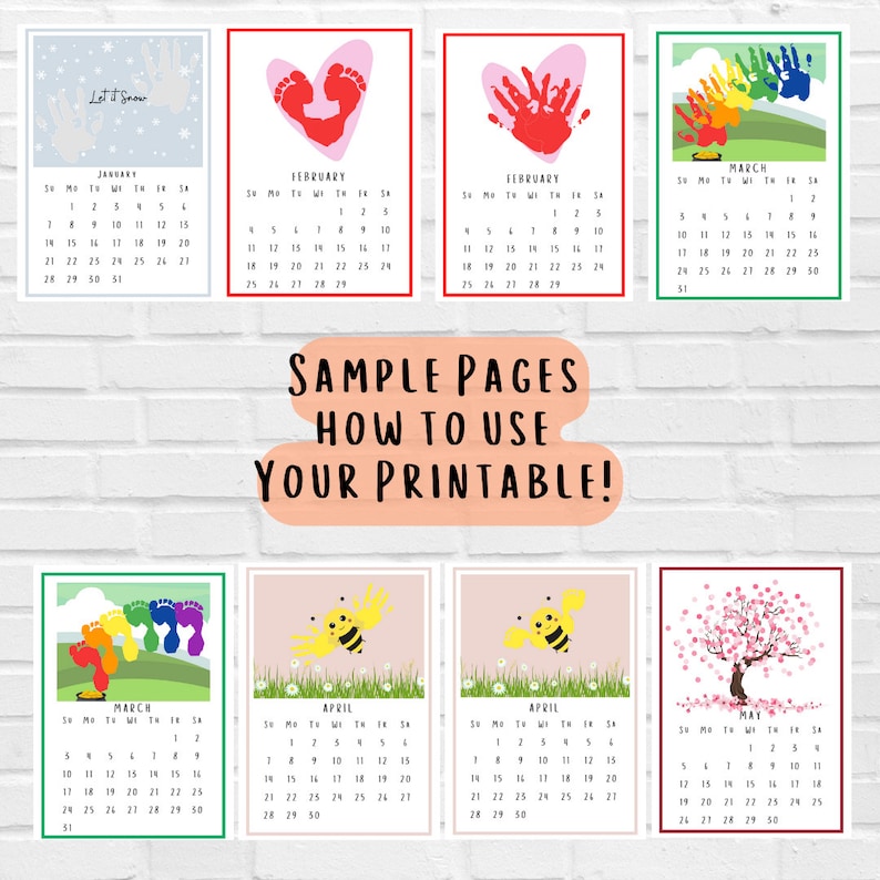 Handprint Calendar 2024 Footprint Art Calendar 2024 - Etsy