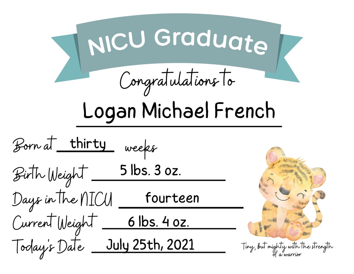 NICU Graduate Certificate NICU Certificate NICU Graduate - Etsy