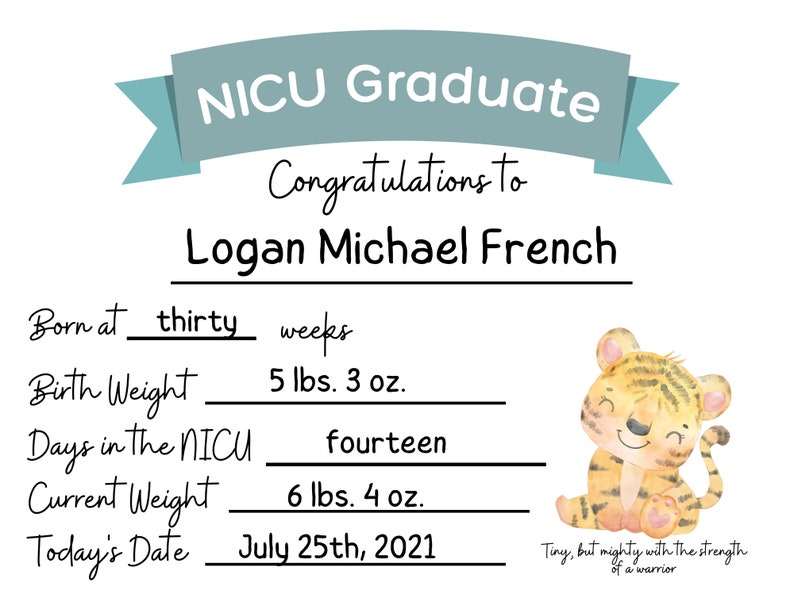 NICU Graduate Certificate NICU Certificate NICU Graduate - Etsy