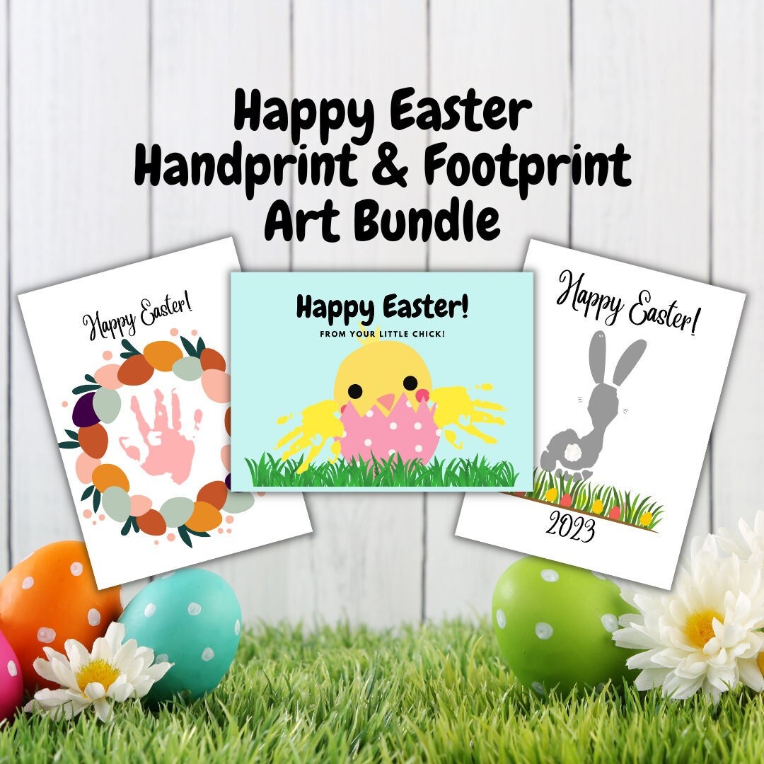 Easter Footprint Art Bundle Easter Handprint Printable Bundle Bunny ...