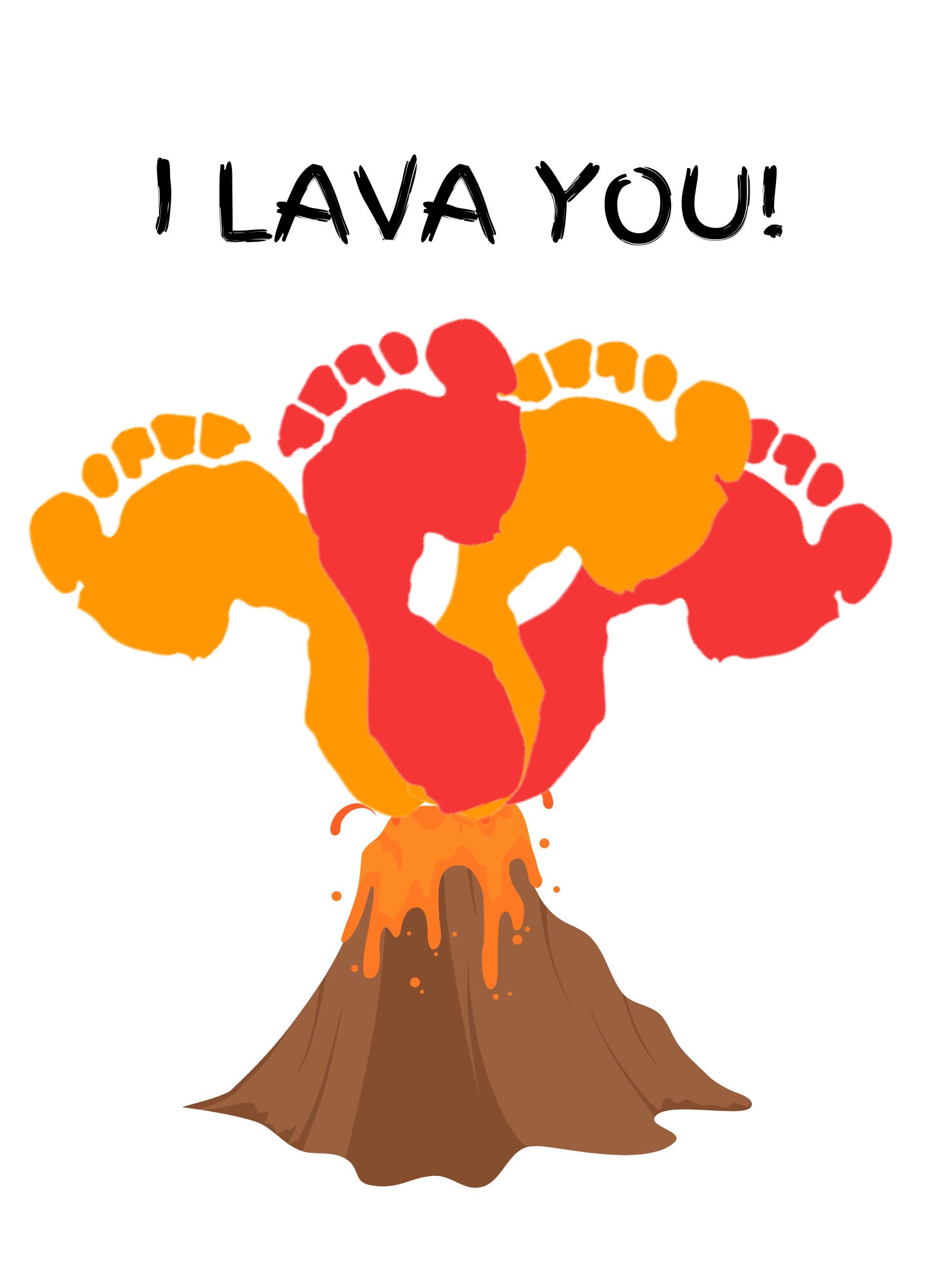 I Lava You Volcano Handprint Art | Volcano Footprint Art | Science ...