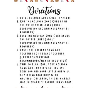 Printable Holiday Song Cube | Children Christmas Song Dice | Creative ...