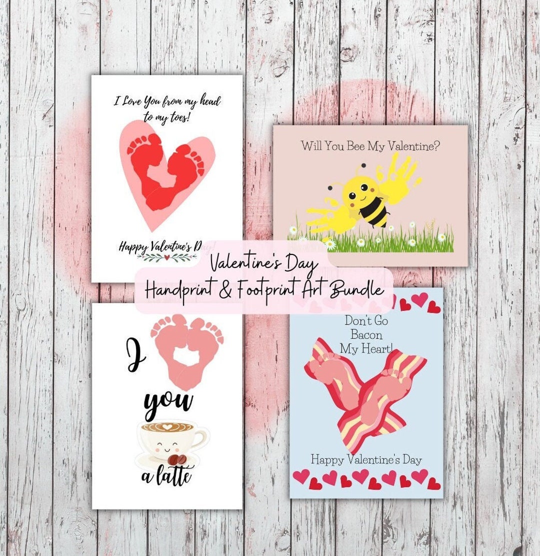 Valentine's Day Footprint Art Bundle | Valentine's Day Handprint Art ...