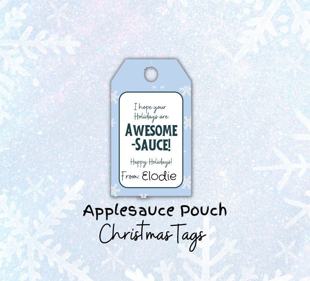 Applesauce Pouch Holiday Tags | Printable Gift Tag for Winter Holiday ...