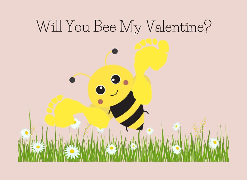 Will You Bee My Valentine Handprint Art Printable - Etsy