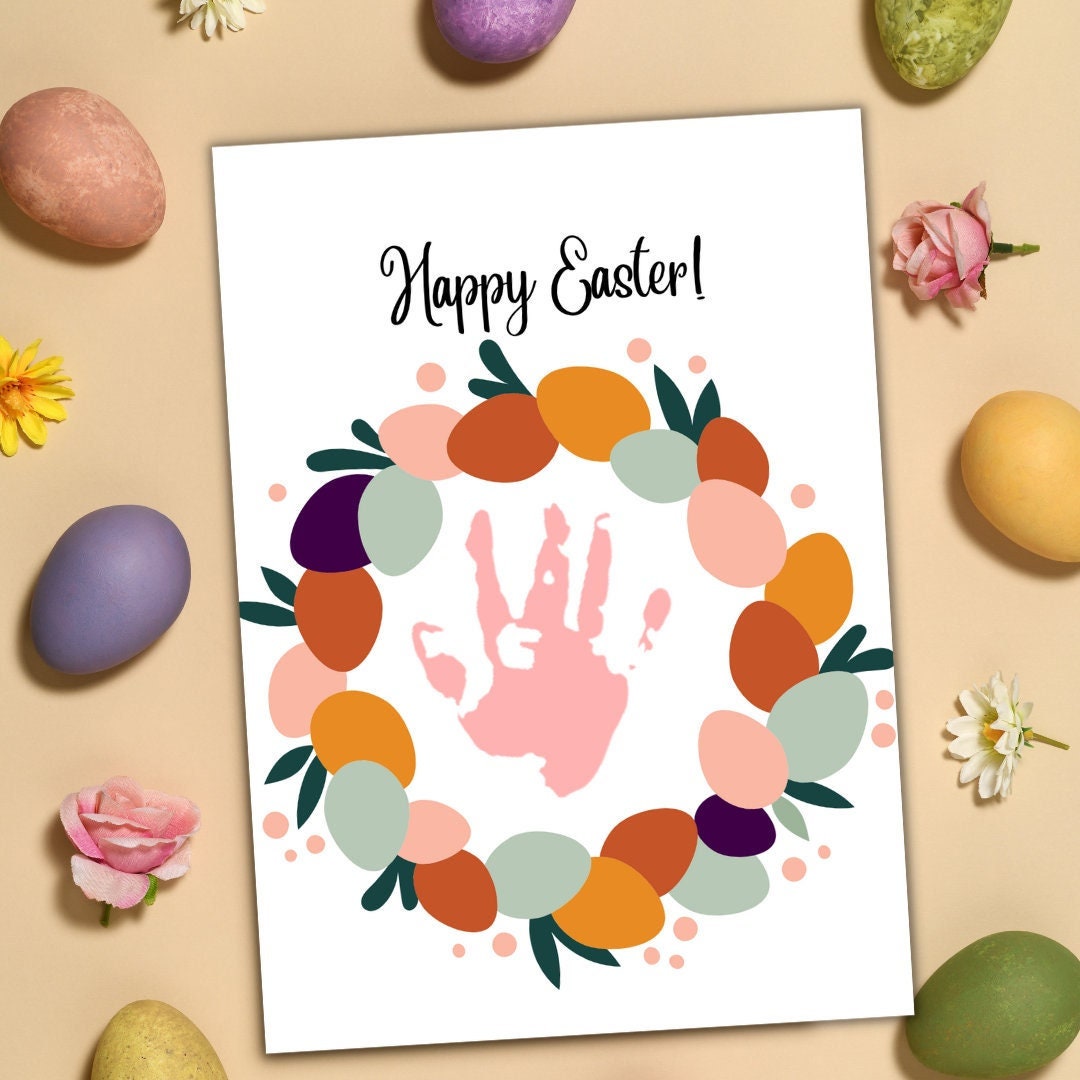 Happy Easter Handprint Printable Easter Footprint Art Easter Footprint ...
