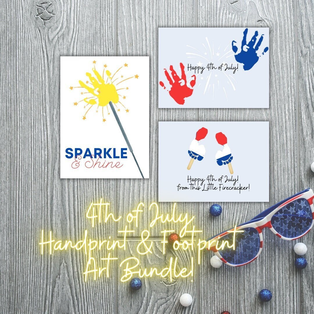 4th of July Footprint Art Bundle | 4th of July Handprint Printable ...