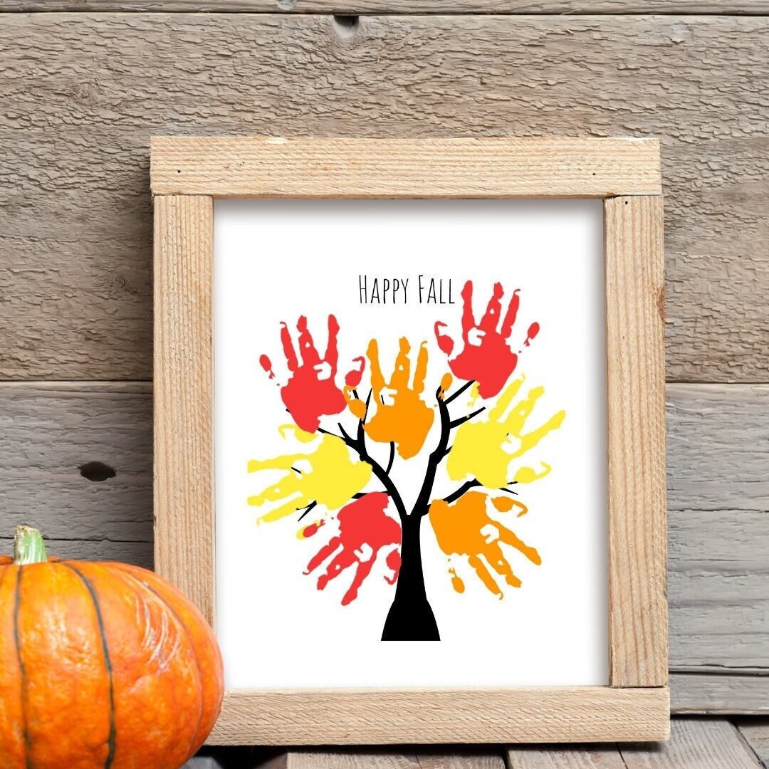 Happy Fall Footprint Craft | Fall Handprint Craft | Fall Tree Footprint ...