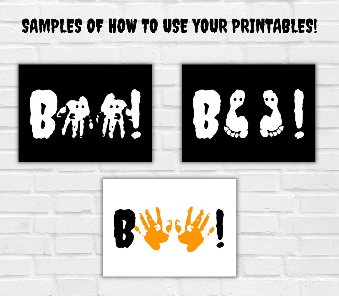 Halloween BOO! Handprint Art Printable | Halloween Ghost Footprint Art ...