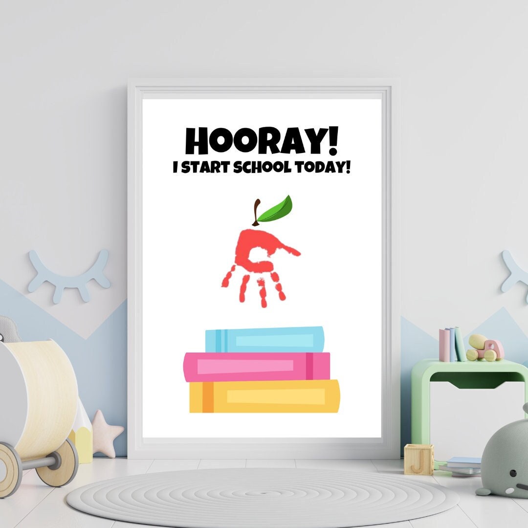Back to School Apple Handprint Art Printable Back to School - Etsy