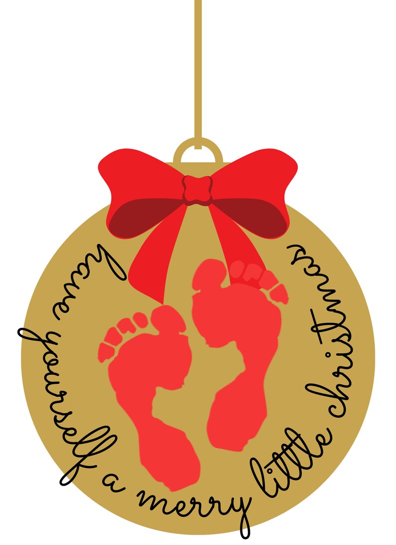Merry Christmas Handprint Art Printable Christmas Ornament - Etsy