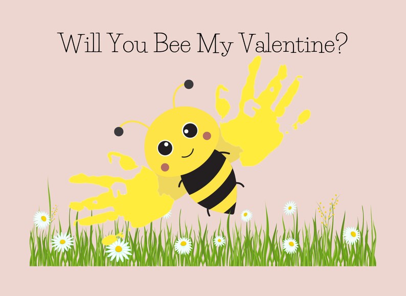 Will You Bee My Valentine Handprint Art Printable - Etsy