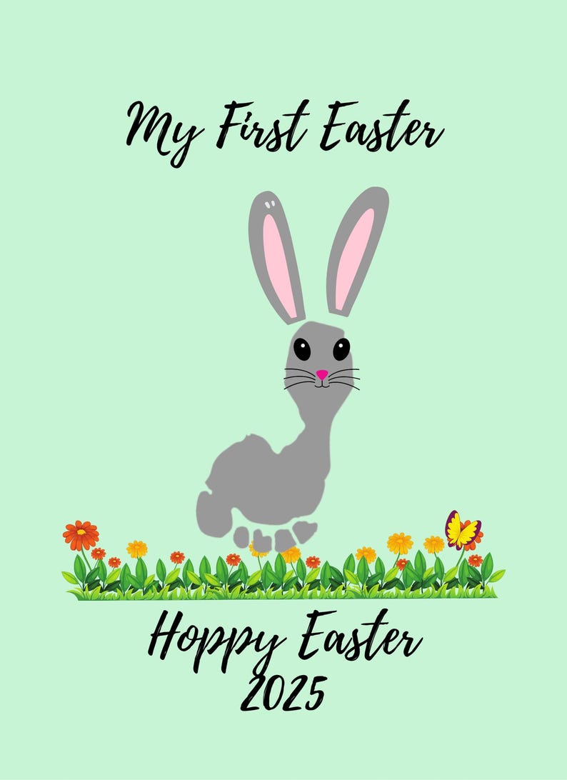 Happy Easter Bunny Footprint | My First Easter Bunny Footprint Craft ...