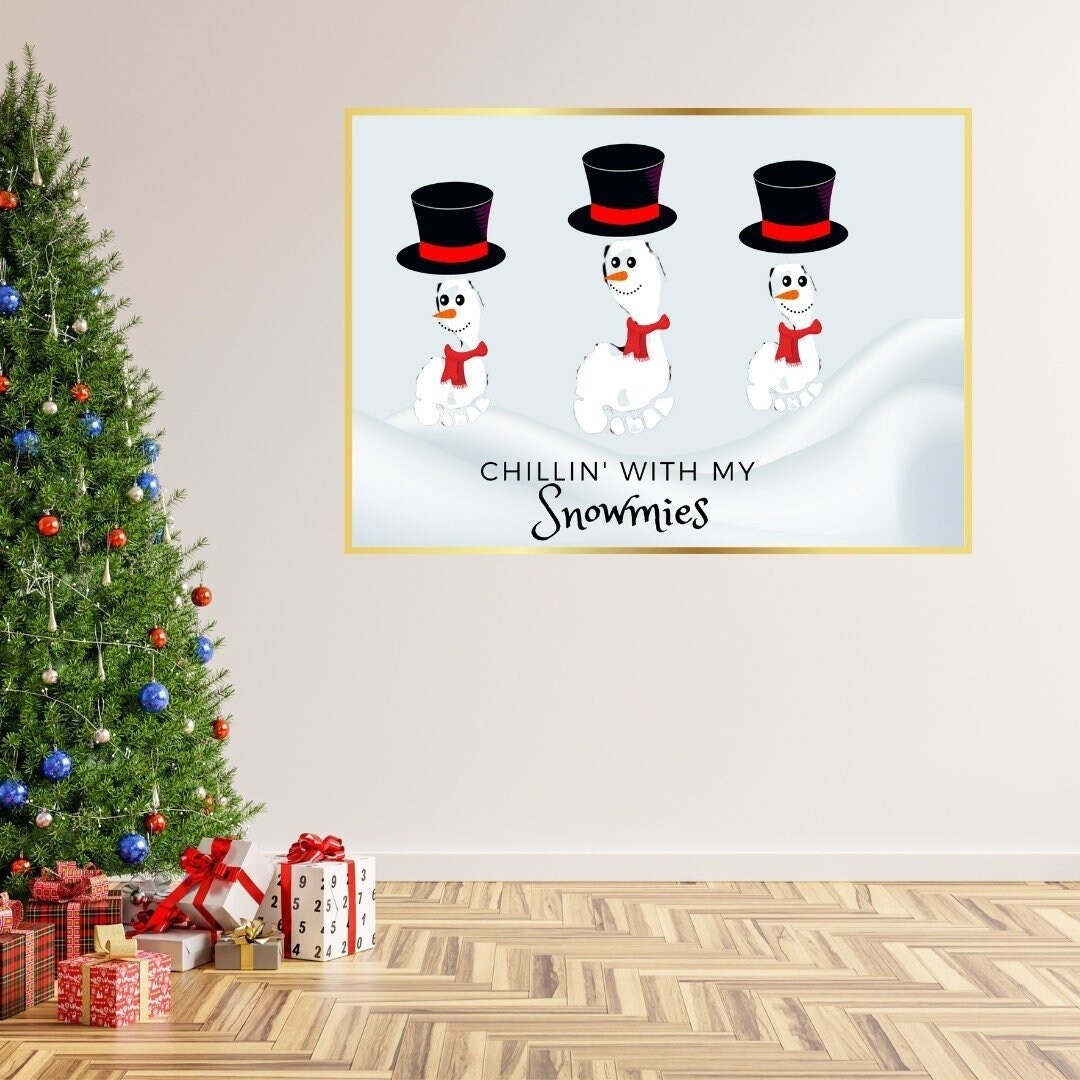 Snowman Footprint Art | Chillin With My Snowmies Footprint Art | Winter ...