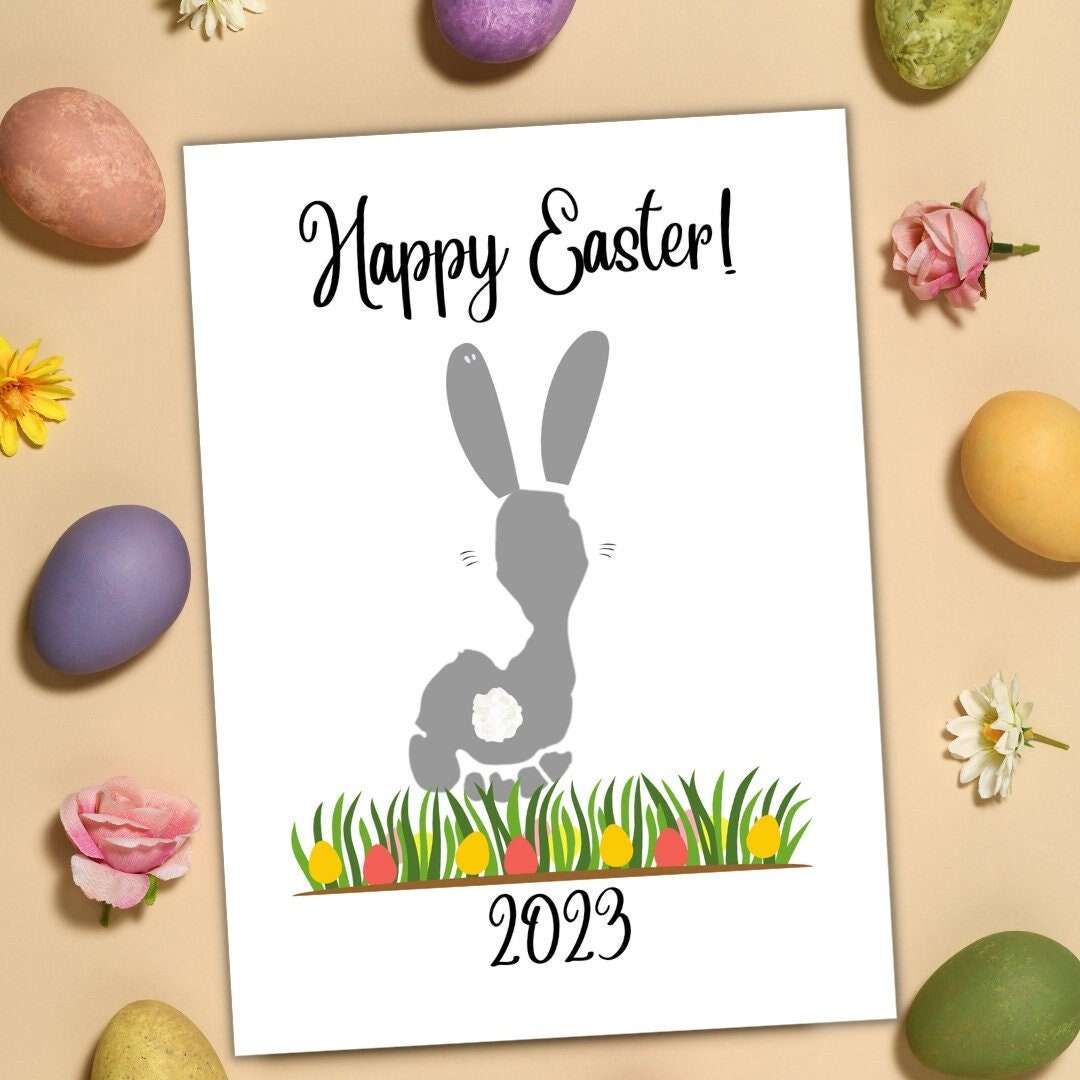 Happy Easter Footprint Art Easter Bunny Footprint Craft Easter Baby ...
