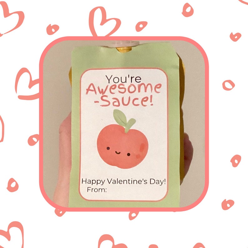 Applesauce Pouch Valentine's Day Tags | Printable Gift Tag for ...