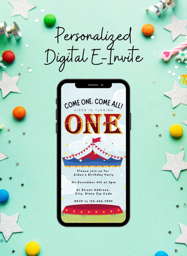 Digital Birthday Invitation Custom Circus Birthday Digital - Etsy
