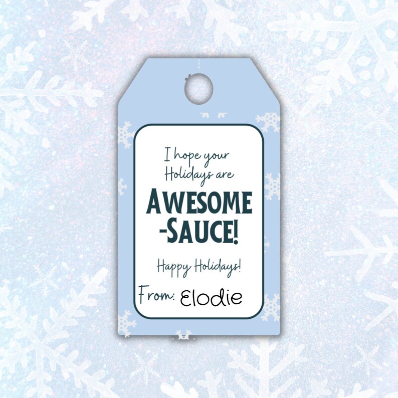 Applesauce Pouch Holiday Tags Printable Gift Tag for Winter - Etsy
