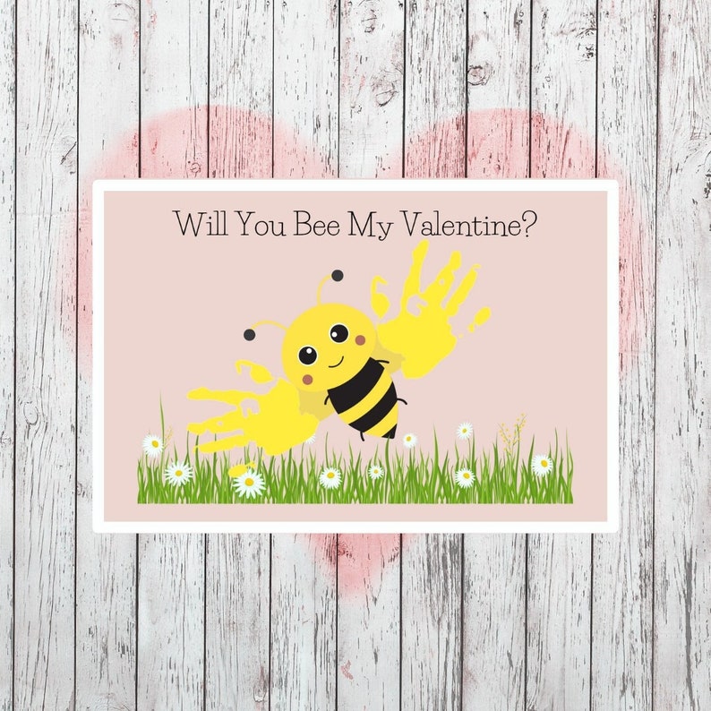 Will You Bee My Valentine Handprint Art Printable - Etsy