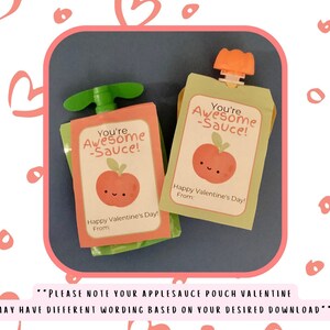 Applesauce Pouch Valentine's Day Tags | Printable Gift Tag for ...