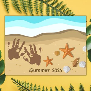 Summer Handprint Art | Summer Footprint Art Printable | Beach Art ...