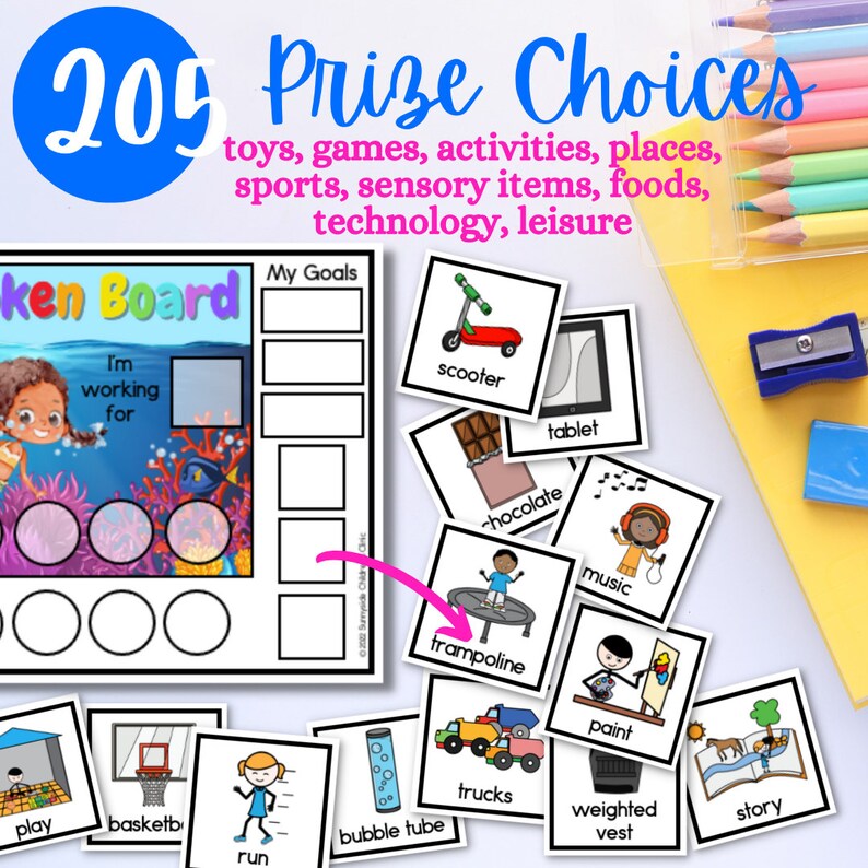 Token Board Reward Chart Special Education Kids Mermaid First Then ...